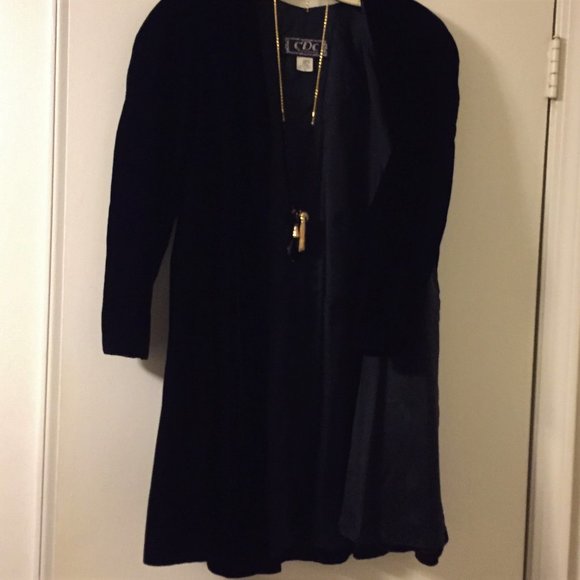 CDC | Jackets & Coats | Vintage Black Velvet Swing Coatnecklace Shown ...